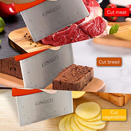 GINKGO Stainless Steel Bench Scraper Red and Blue