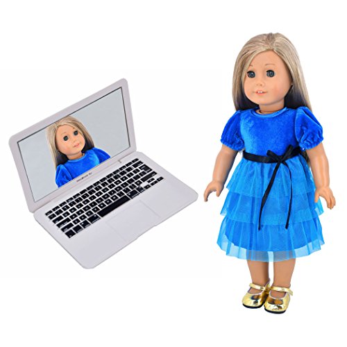 ebuddy Mini Dollhouse Toy Cat Laptop Tiny Fake Computer Mirror for Cat (White)
