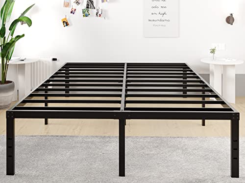 FSCHOS 18-Inch-California-King-Bed-Frames, Metal Platform Cal-King-Bed-Frame No Box Spring Needed, Easy Assembly, Heavy Duty Mattress Foundation, No Noise, Black
