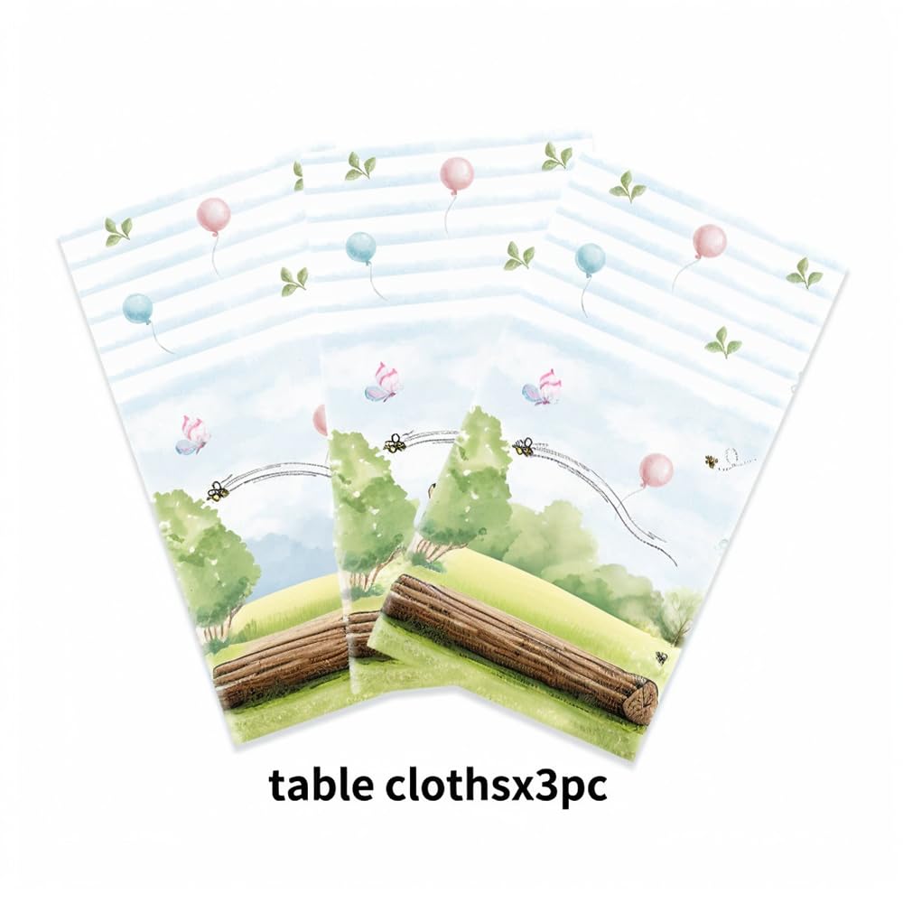 CEMECER 3PCS Baby Shower Tablecloth, Birthday Table Cover Party Supplies for Newborn Birthday Decorations