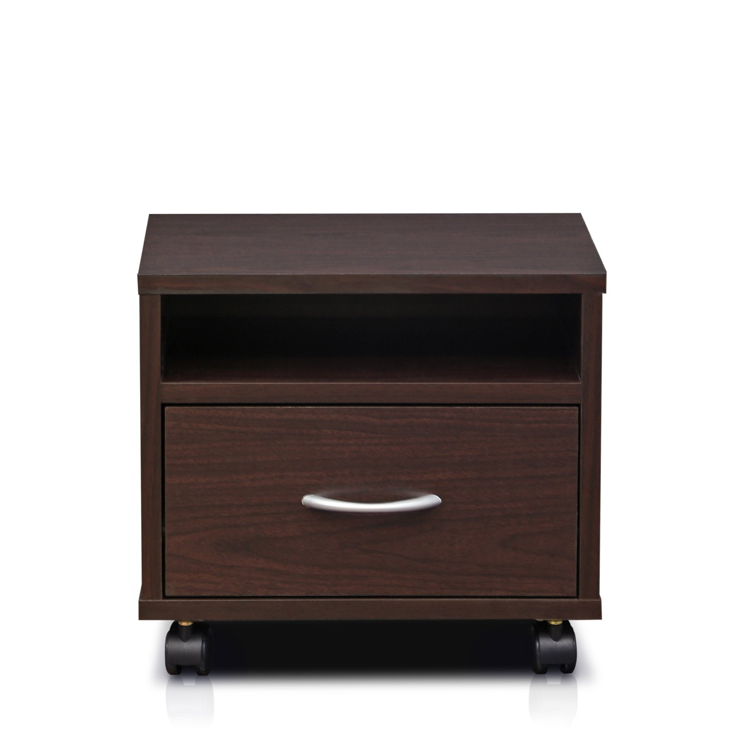 Furinno Indo Petite Under Desk Utility Cart with Casters, Espresso