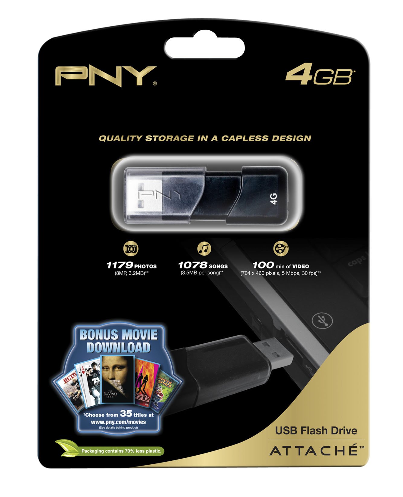 PNY Attache III 4 GB USB 2.0 Flash Drive P-FD4GBATT03-GE (Black)