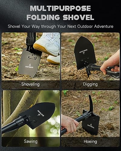 DARTMOOR Mini Folding Shovel High Carbon Steel, Portable Lightweight Outdoor Tactical Survival Foldable Mini Shovel, Entrenching Tool, Camping, Hiking, Digging, Backpacking, Car Emergency