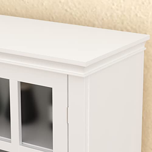ECACAD Kitchen Pantry with 4 Doors, Drawer & Adjustable Shelves, Wood Storage Cabinet with Acrylic Doors, Freestanding Kitchen Cupboard Floor Cabinet for Living Room, White (29.9โW x 16.9โD x 72.3โH)