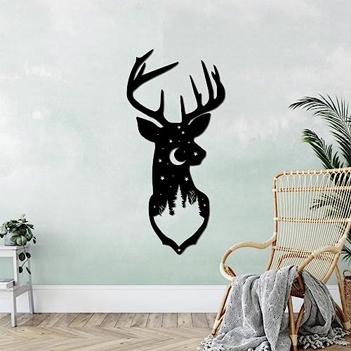 HUSSIO Deer Metal Sign, Buck deer wall hanging, Deer Hunting Wall Art, Deer Home Decor, Deer Head, Hunting Sign, Deer, Hunting, Metal Sign