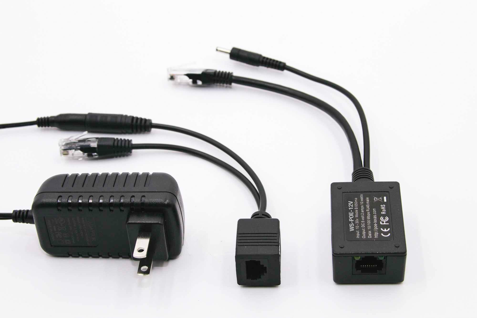 PoE Texas | Passive PoE to 12 Volt Power Over Ethernet Extension Compatible with Foscam or Other 12 Volt Cameras and Devices - Up to 328 ft [POE-12V10W-KIT]