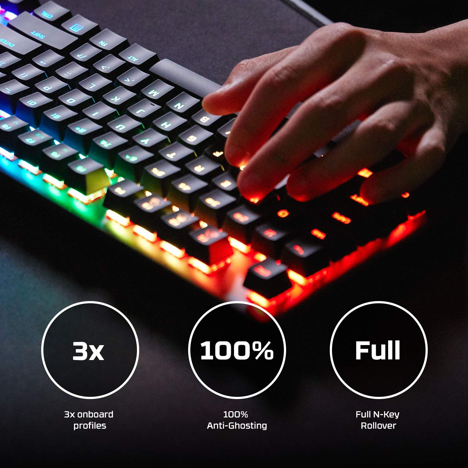 HyperX Alloy Origins - Mechanical Gaming Keyboard, Software-Controlled Light & Macro Customization, Compact Form Factor, RGB LED Backlit - Clicky HyperX Blue Switch, Full Size (Renewed)