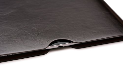 Dockem Executive Sleeve for iPad Pro 12.9 (2015 & 2017): Premium Dark Brown Synthetic/Vegan Leather Lined with Soft Microfiber Felt: Slim, Simple, Slip-on Tablet Case