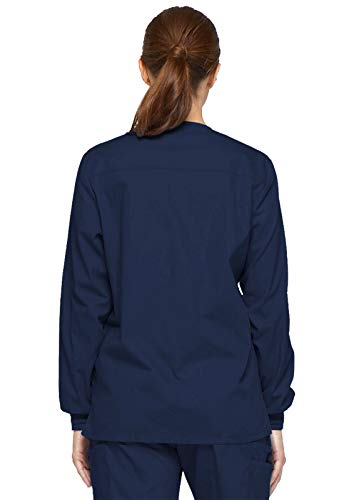 Dickies EDS Signature Scrubs for Women, Snap Front Scrub Jacket in Soft Brushed Poplin 86306, L, Navy