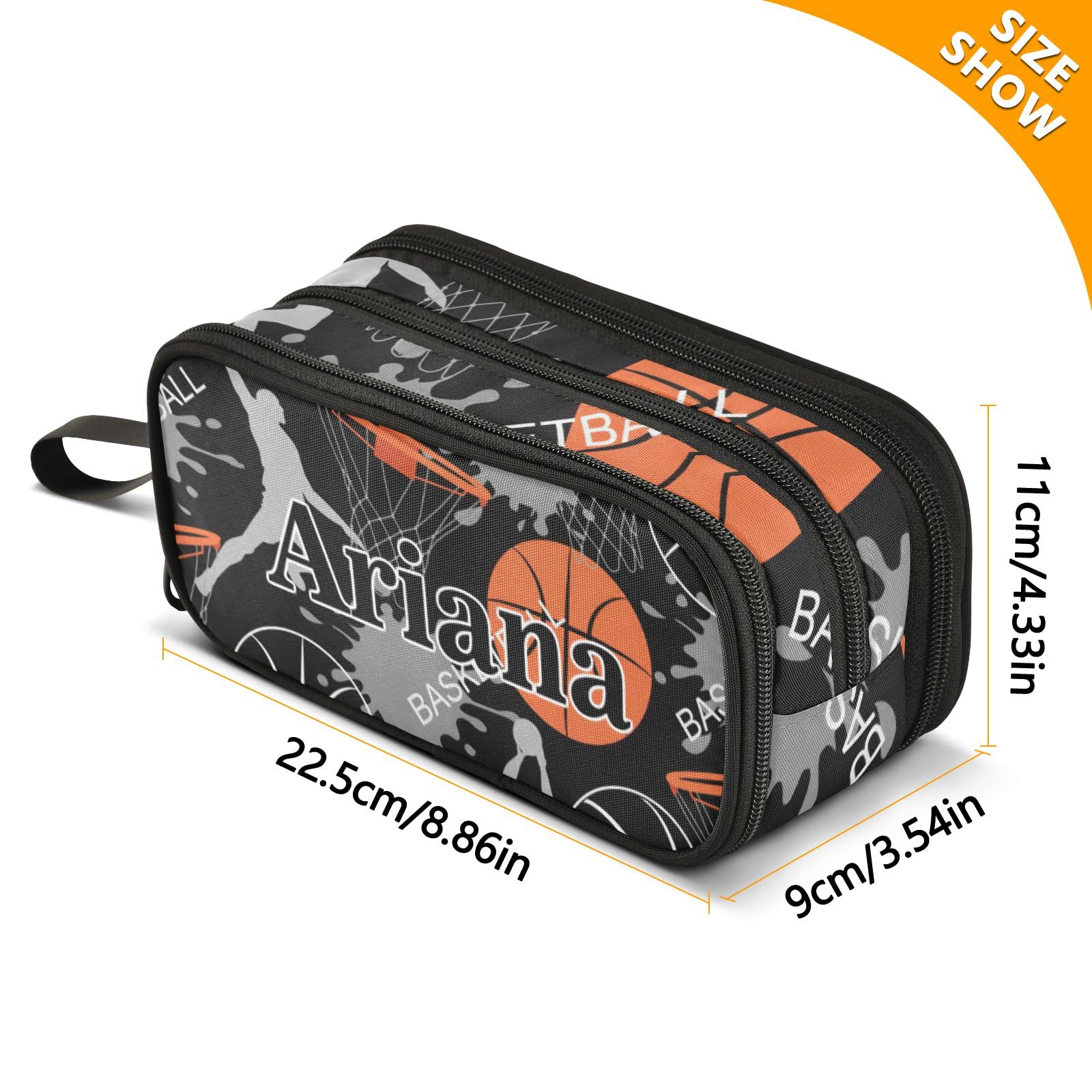 J JOYSAY Custom Basketball Game Pencil Case Large Big Capacity Personalized Pencil Bag for Girls Boys Customized Pencil Box Pouch Cosmetic Bag for College Students School Office