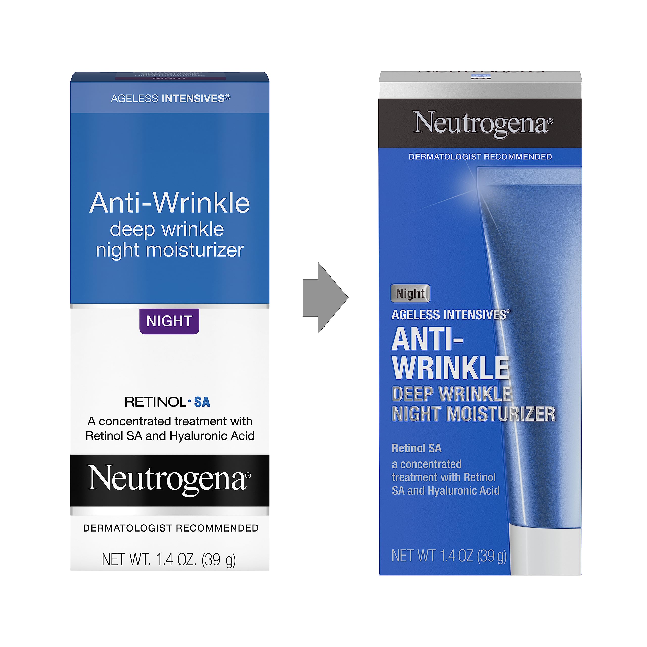 Neutrogena Ageless Retinol Cream - Anti-Wrinkle Night Moisturizer with Hyaluronic Acid, Vitamin E & Shea Butter, 1.4 oz