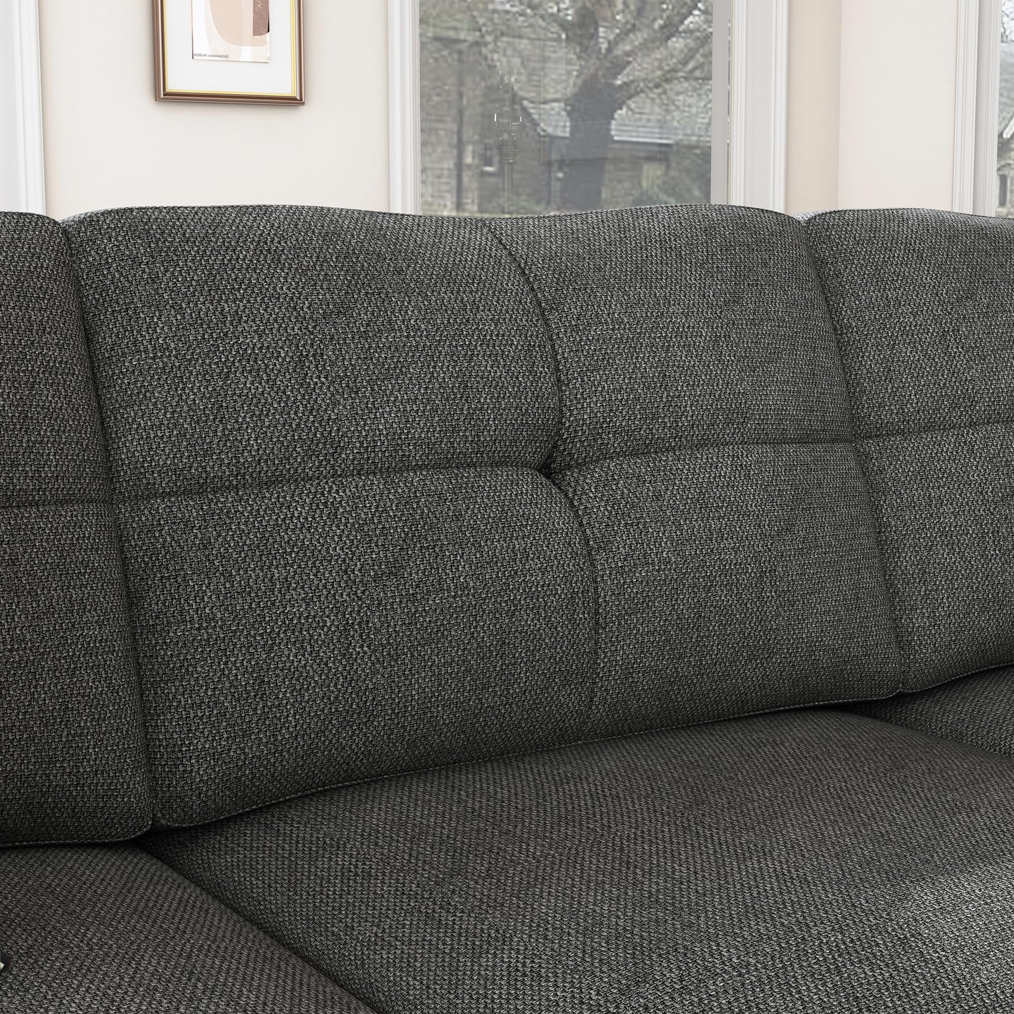 HONBAY Convertible Sectional Sofa L Shaped Couch for Small Apartment Reversible Sectional Couch for Living Room,Velvet Black