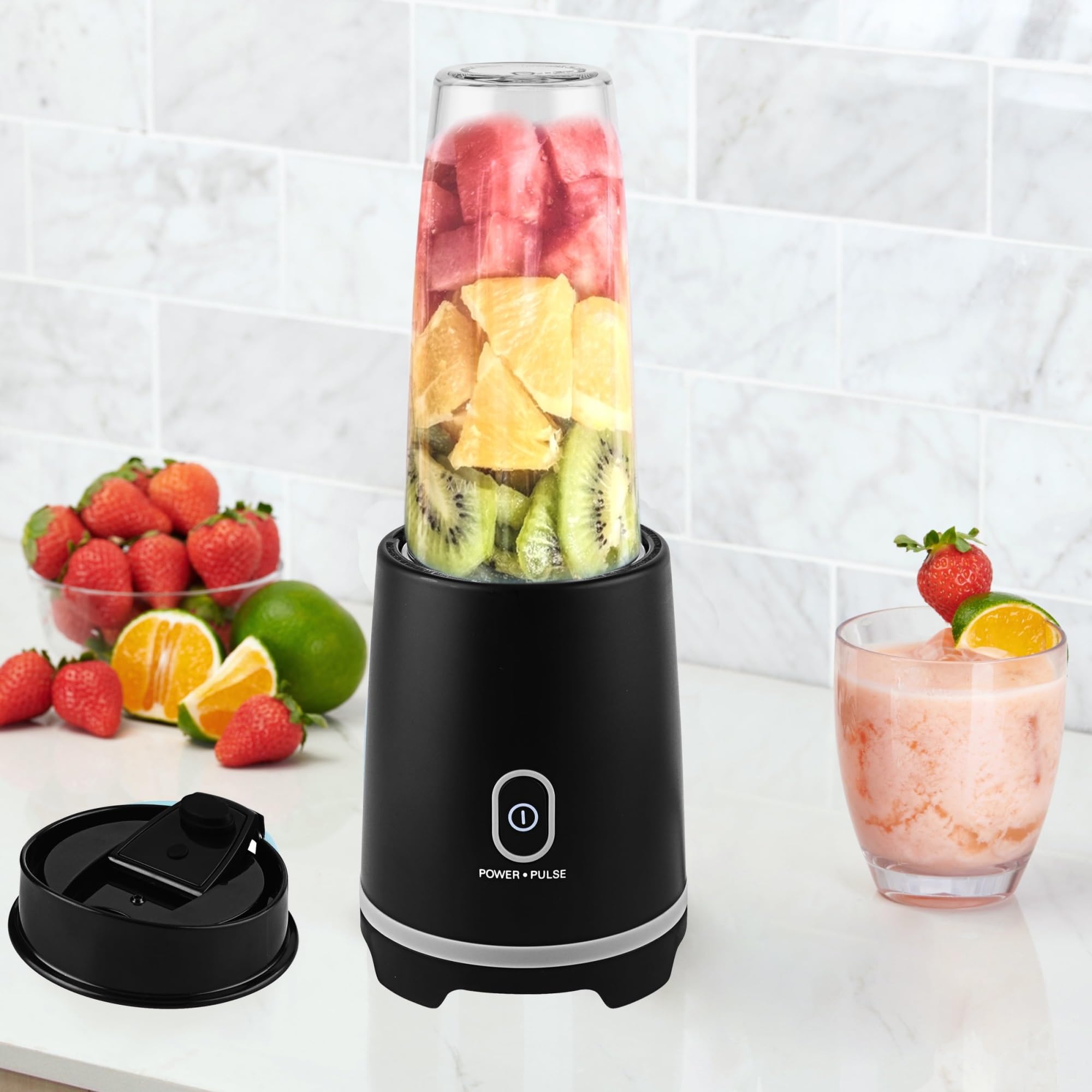 CROKZ Black Single-Serve Blender with 1 Travel Lid, 16 oz, New