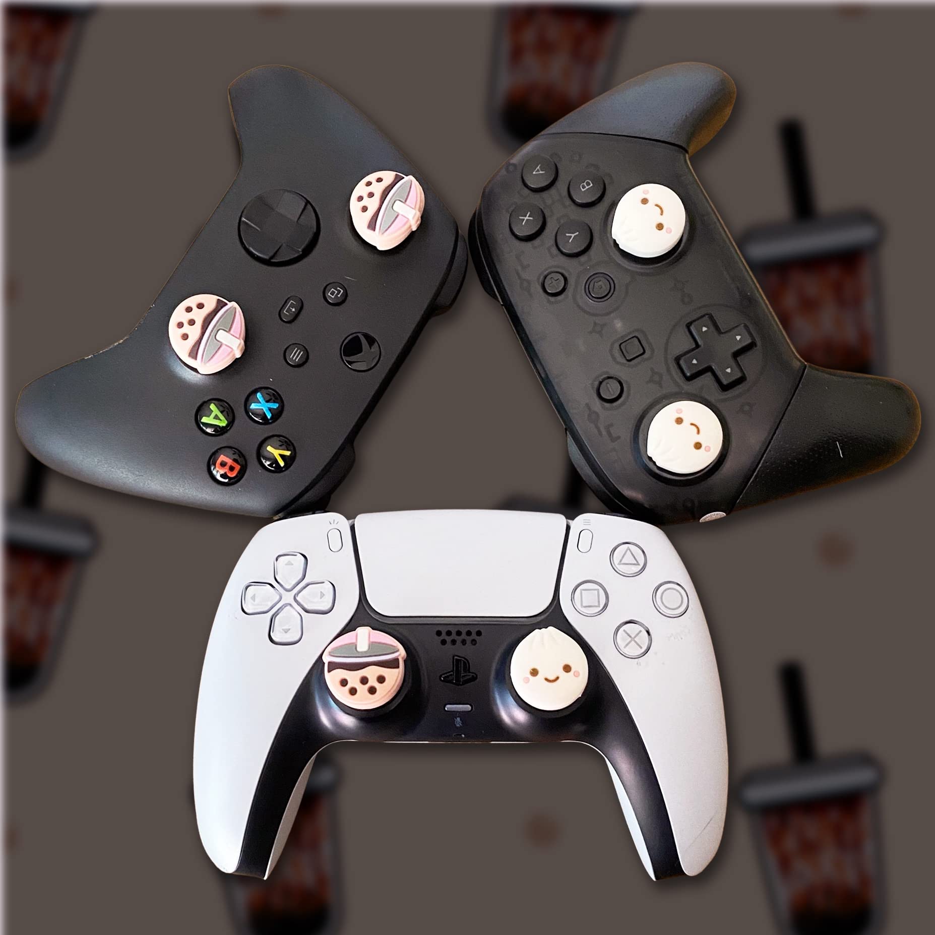 BelugaDesign Boba Dumpling Thumb Grips | Cute Pastel Button Caps | Compatible with Sony PlayStation PS5 PS4 Xbox Nintendo Switch Pro Controllers (Does not fit Joycons)