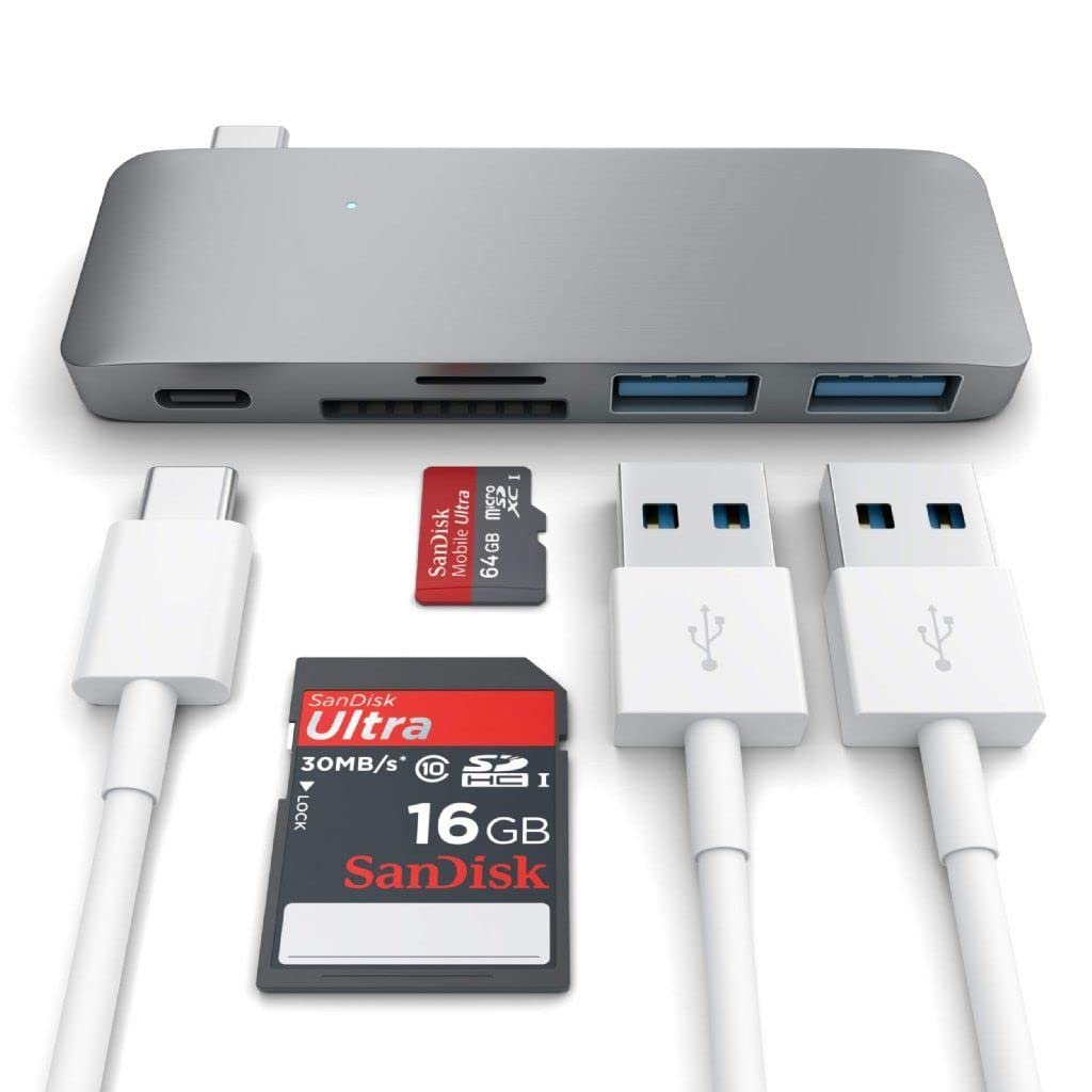 Satechi USB C Hub Adapter 5 in 1, USB C Dongle with 3 USB-A Data Ports, Micro/SD Card Readers, USBC Hub MacBook Pro/Air M1 M2 M3, Dell, HP, Surface, Lenovo - Space Gray