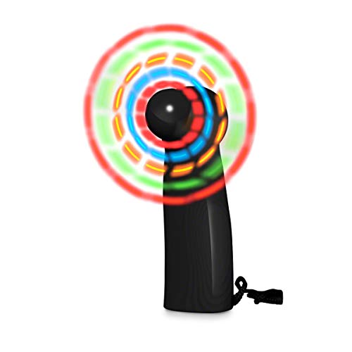 Light Up LED Mini Handheld Fans with Black Handles (Set of 12)