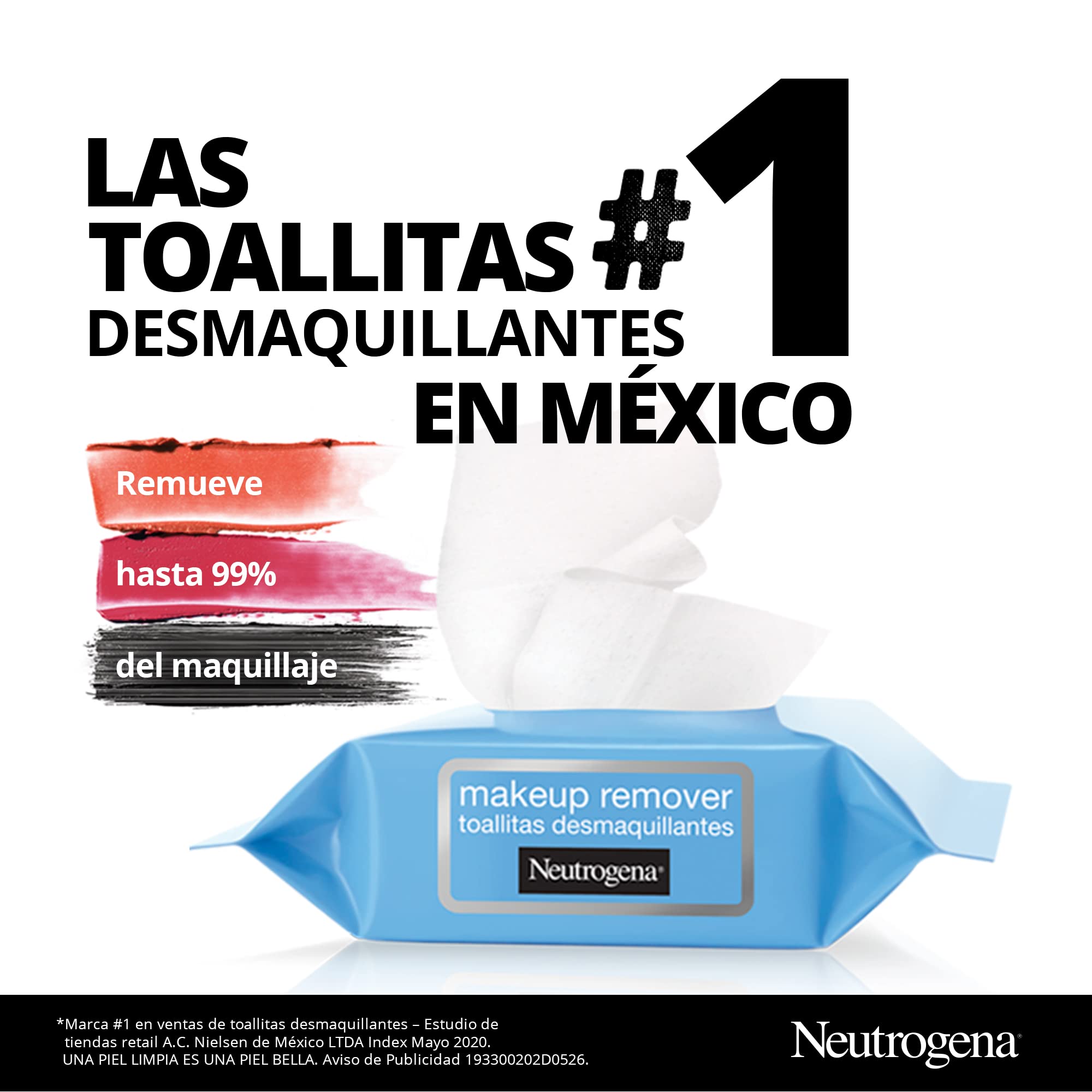 Neutrogena Makeup Remover Facial Cleansing Towelettes, Daily Face Wipes to Remove Dirt, Oil, Makeup & Waterproof Mascara, Gentle, Alcohol-Free, 25 ct