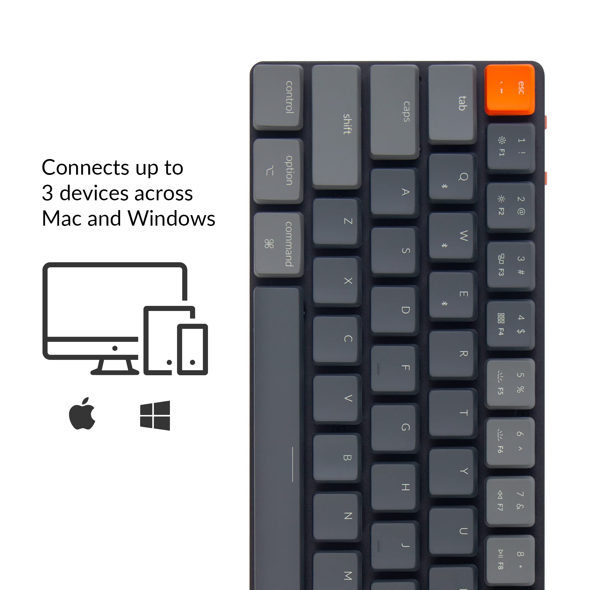 Keychron K7 65% Layout 68-Key Ultra-Slim RGB Backlit Hot-swappable Computer Keyboard for Mac Windows, Wireless Bluetooth/Wired USB Mechanical Keyboard with Low-Profile Optical Blue Switch