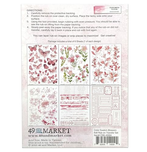 Color Swatch Blossom Rub-on Transfer Set - 49 and Market