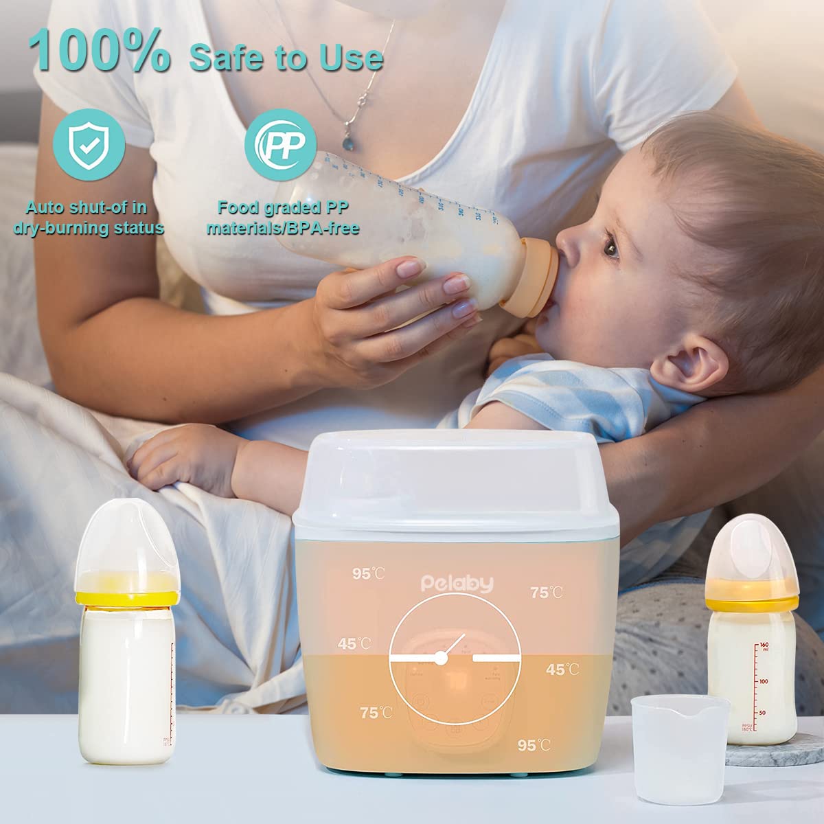 BEMISO Baby Bottle Warmer, 6-in-1 Bottle Warmer for Breastmilk or Formula with LCD Display Smart Temperature Control & Timer, Fast Baby Food Bottle Warmer & Defrost Without Any Losing Nutrition