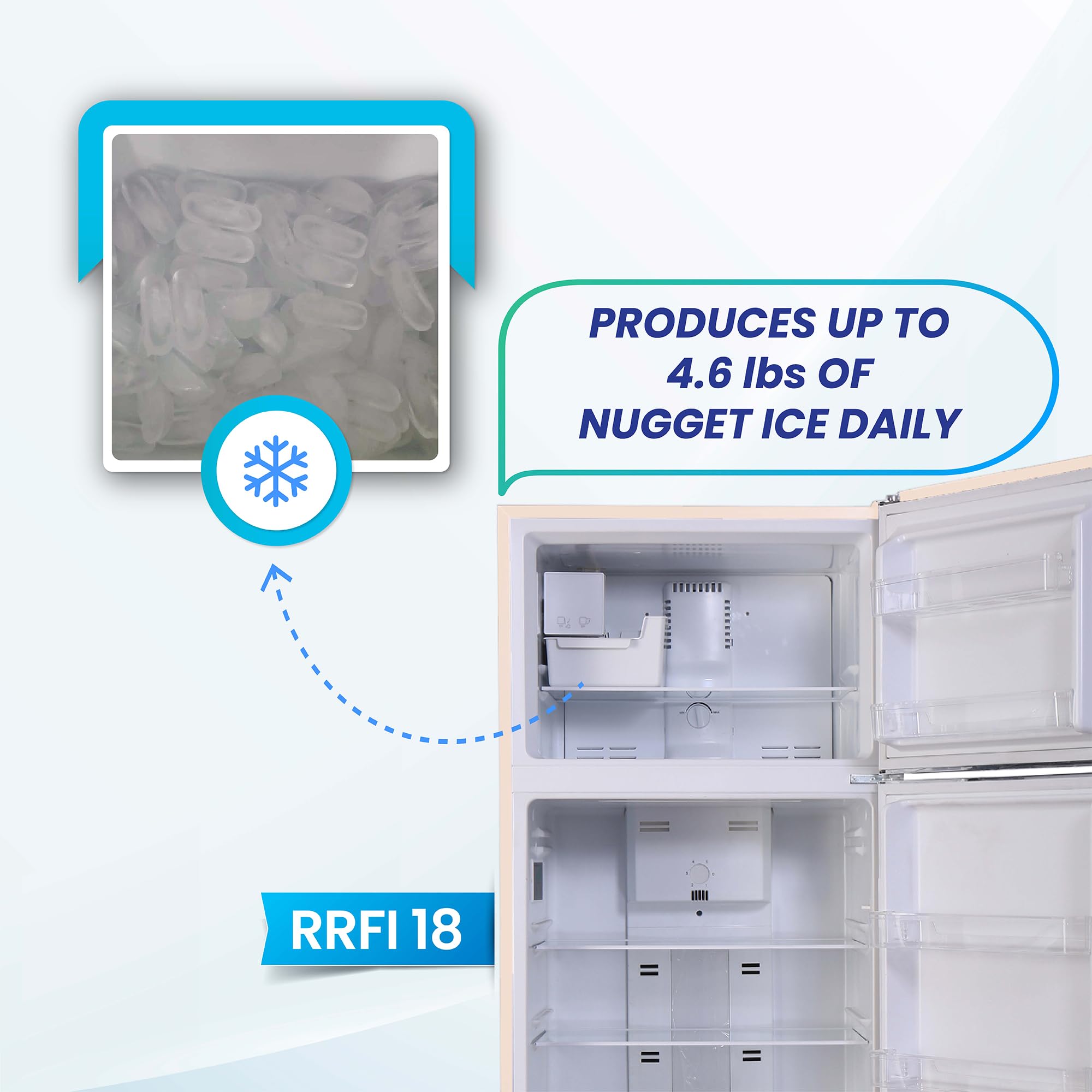 Conserv 30in RETRO Refrigerator 18cf Top Mount w/AUTOMATIC ICE MAKER 110V Handle(Cream)