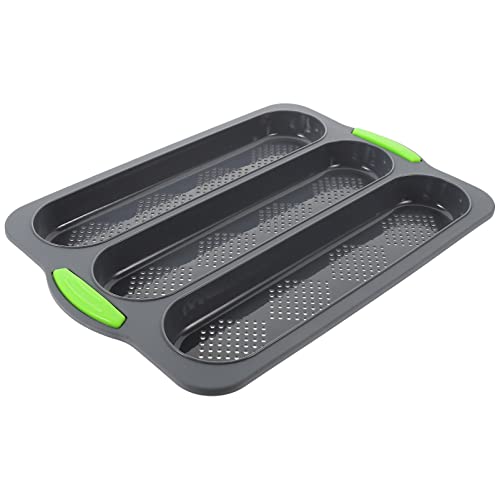 CALLARON Baking Pan Silicone Baguettes Pan Nonstick 3 Wave Loaves French Toast Bread Baking Tray Loaf Mold Pan for DIY Making Breadstick Cake Kitchen Baking Mould Supplies Baking Pans