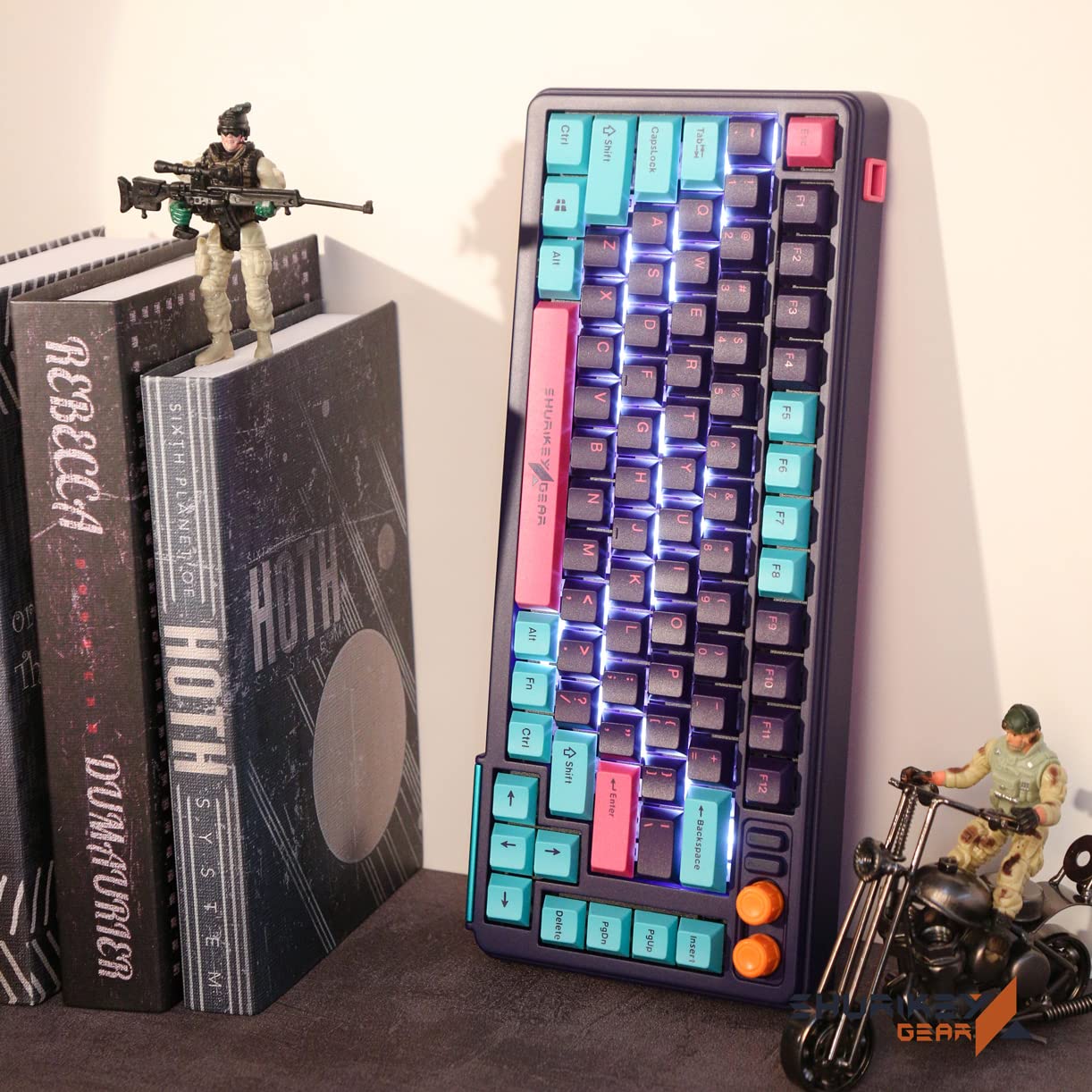 Shurikey 75% Wireless Mechanical Keyboard, Compact 81 Keys Wired Gaming Keyboard (Varmilo EC V2 Daisy Switch) for Windows Mac OS Android, White LED Backlit - Saizo 003