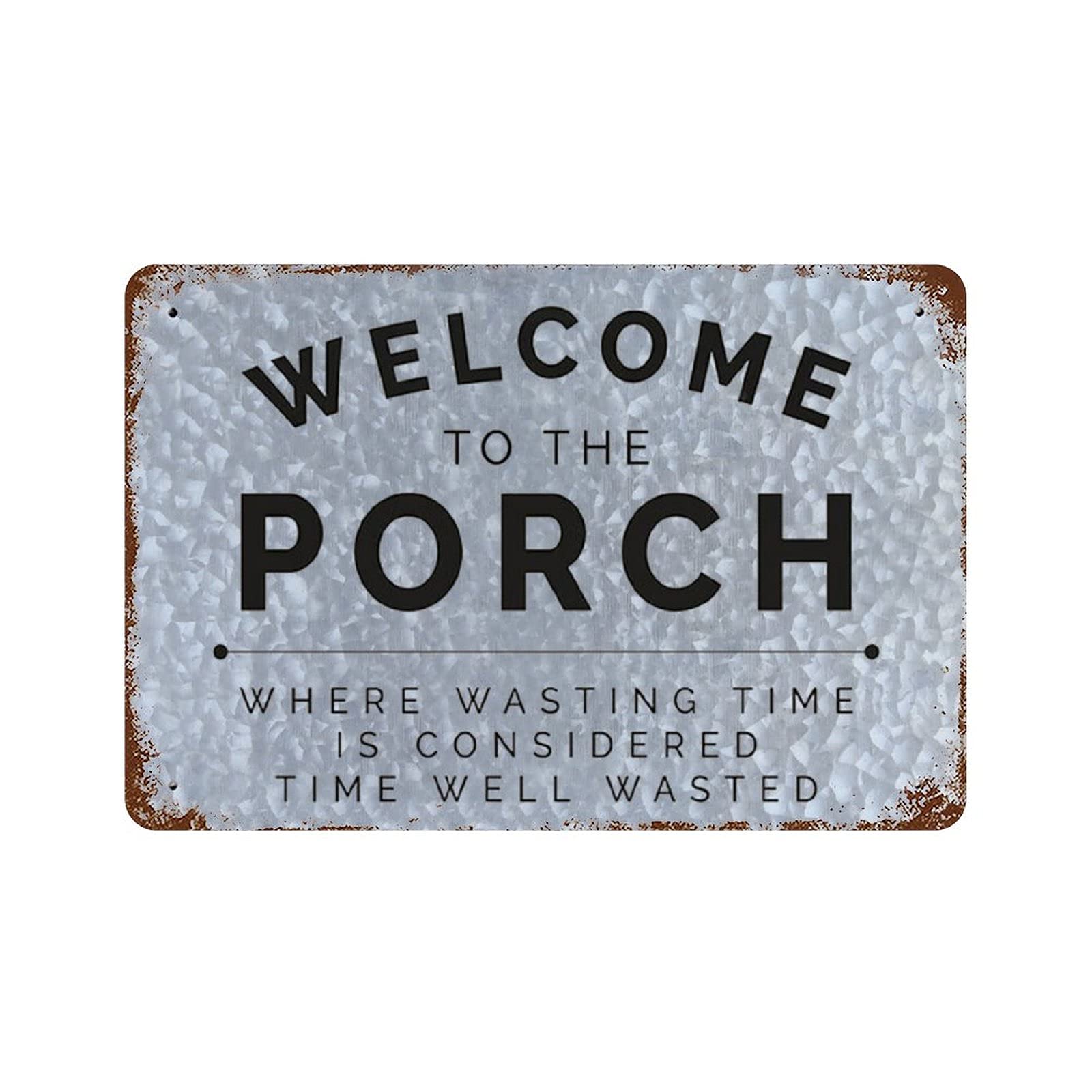 Kerzen Vintage Farmhouse Galvanized Tin Sign Welcome to The Porch Garage Metal Plate for Kitchen Home Garden Bar Club Metal Decor 10×14 Inch, White