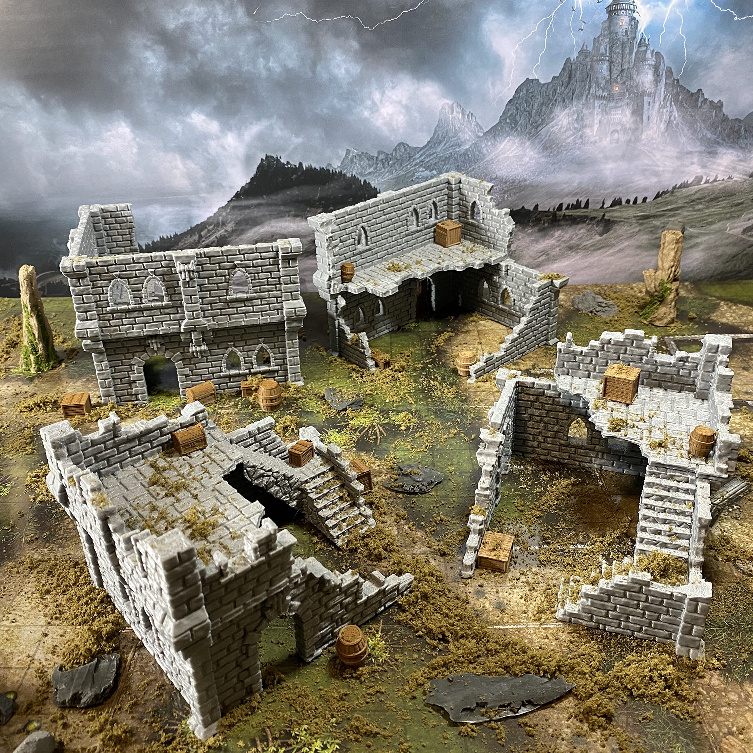 Extruded Gaming Building Ruins Set 1A