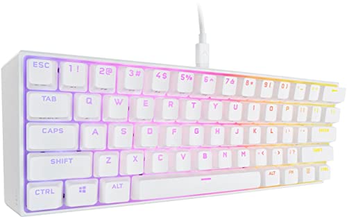 Corsair - K65 RGB Mini Wired 60% Mechanical, CH-9194114-NA, Cherry MX Speed Linear Switch Gaming Keyboard with PBT Double-Shot Keycaps - White (Renewed)