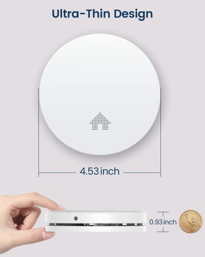 Ecoey Smoke Detector Alarm, 10 Year Fire Alarms Smoke Detectors with Self-Test and Ambient Light Detection, Ultra-Thin Fire Alarm with Big Test Button and Night Mode for Home, FJ146, 1 Pack
