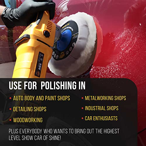 Dura-Gold Pro Series 7" Flexible Edge EVA Foam Edge Polishing Buffing Backing Pad for Tie-Down Bonnet Pads, Sheepskin Wool - Rotary Polisher Buffer Backup Pad - Automotive Car Detailing
