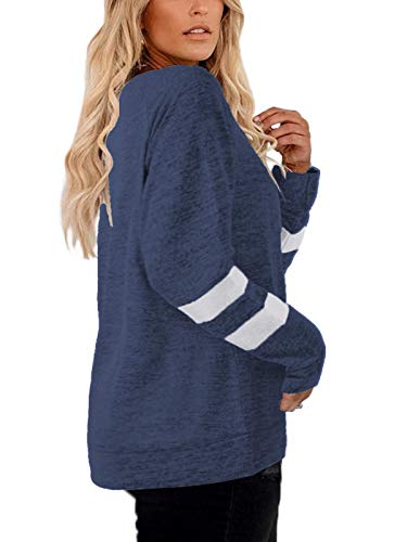 DOLNINE Womens Plus Size Tunic Sweatshirts Long Sleeve Shirts Tops Navy Blue-20W