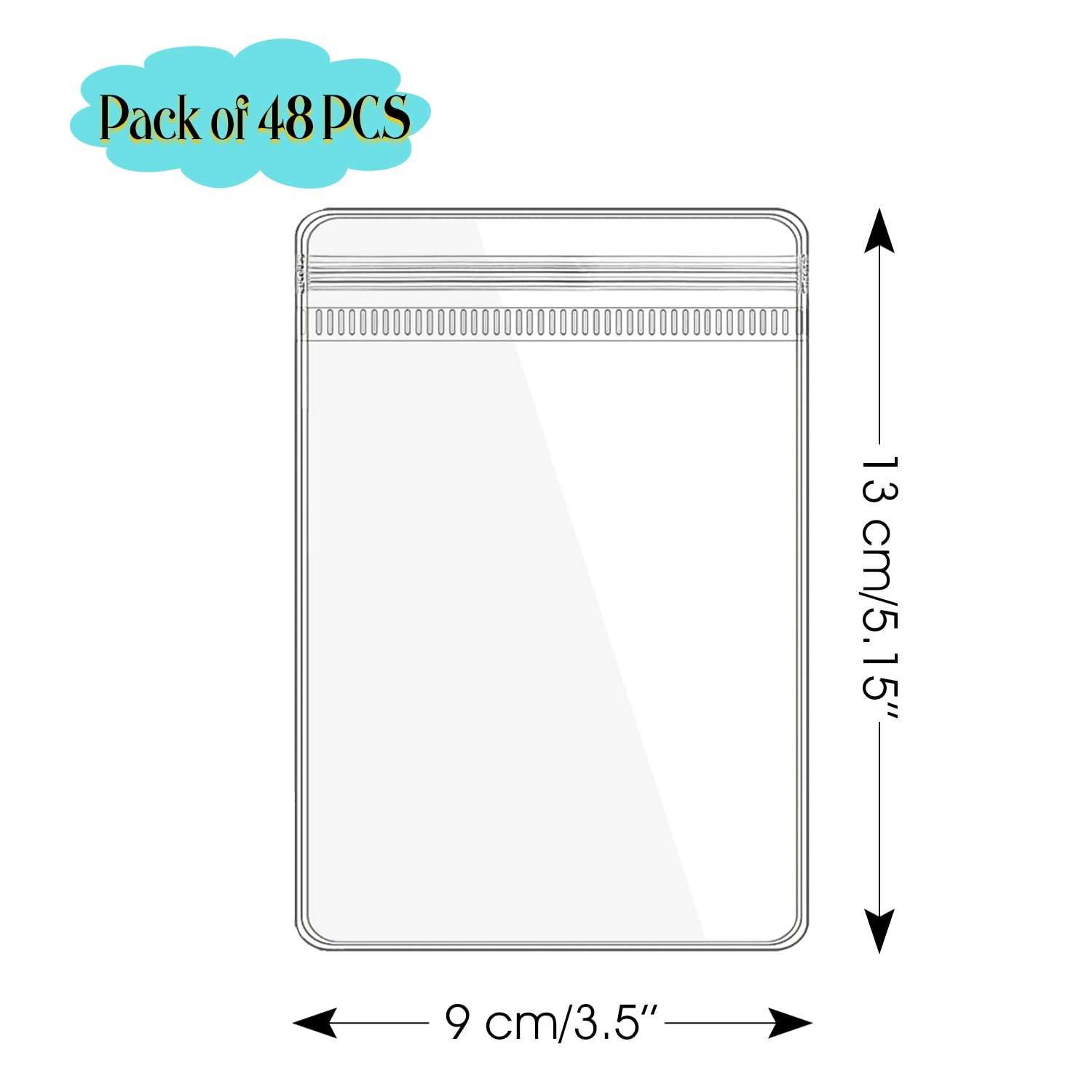 LingLingo Jewelry Pouch Clear Self Seal Plastic Zipper Bags for Necklace Bracelet Packing Storage Transparent PVC Lock Pouches, Pack of 48