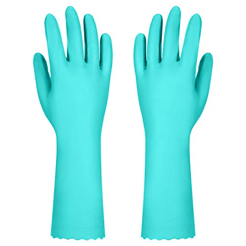 Elgood Reusable Dishwashing Cleaning Gloves with Latex free, Cotton lining,Kitchen Gloves 2 Pairs,Purple+blue L