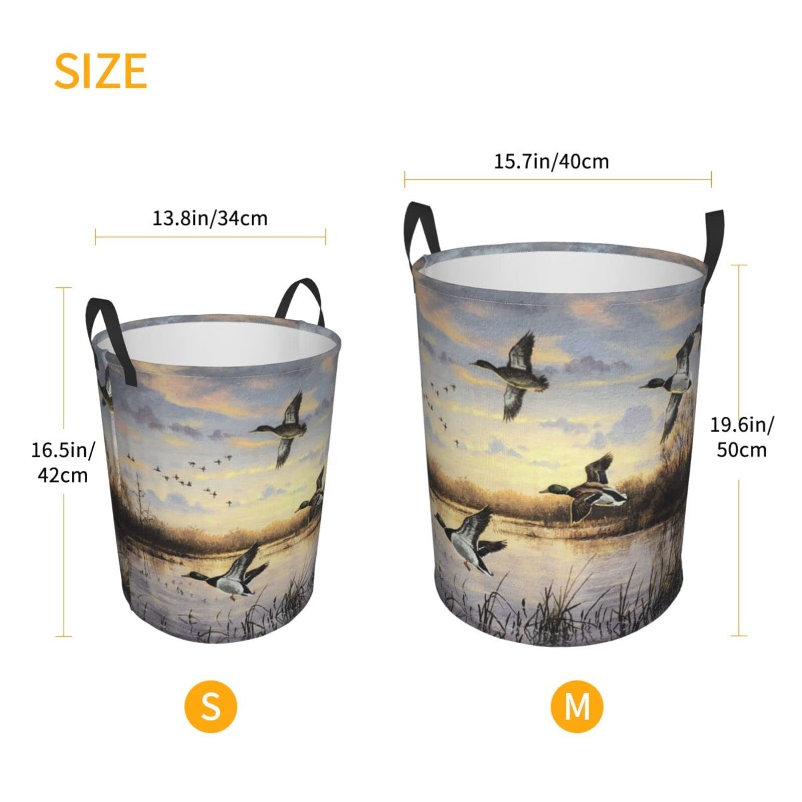 Laundry Basket Mallard Duck Painting Collapsible Laundry Hamper Lightweight Storage Bin for Bedroom Bathroom Toys Organizer Nursery Medium