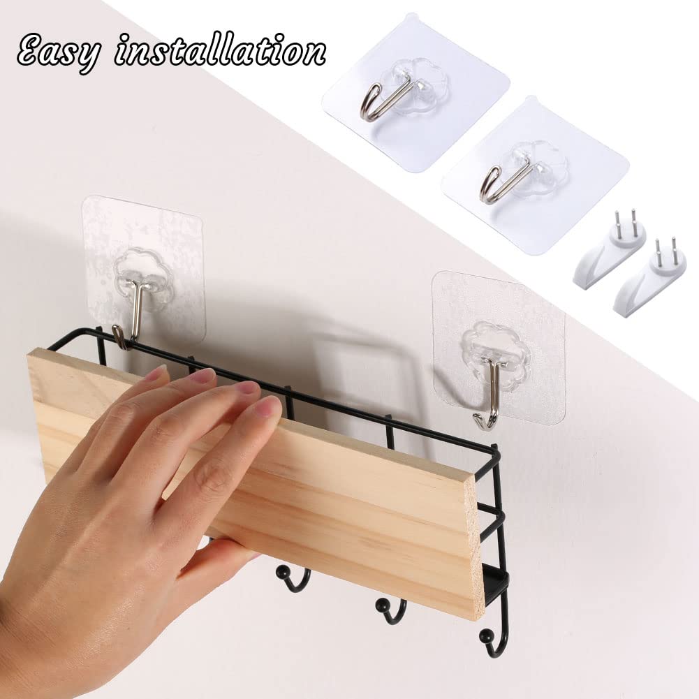 Personalized Wall Mounted Key Holder for The Home, Custom Wooden Key Rack for Wall with Iron Storage Basket, Engraved Your Family Last Name Key Hanger Gift for Wedding Housewarming