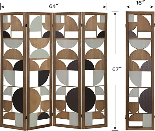 ECOMEX 4 Panel Room Divider,Freestanding Folding Room Divider Screen, Cutout Room Divider Wall, Room Dividers and Room Partition for Home Office(Classic Color)