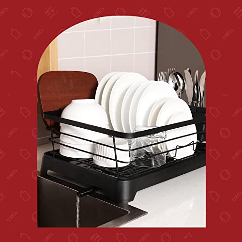 Dinkich Dish Drying Rack with Tray, Stainless Steel Rust Proof Dish Rack for Kitchen Counter Cabinet Tabletop, Kitchen Storage and Organisation Holder