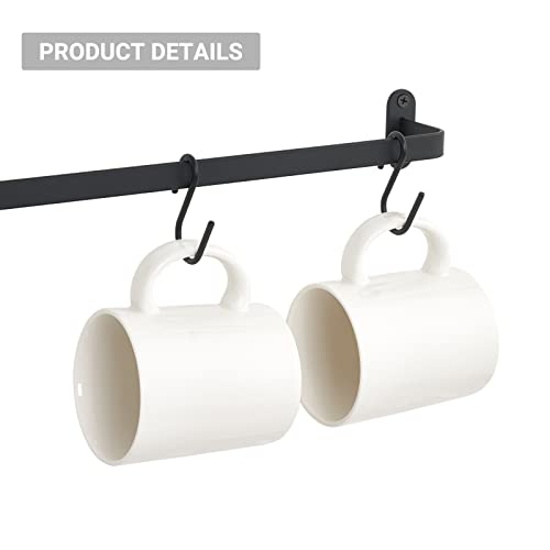 Dahey Mug Holder Wall Mount, Metal Coffee Mug Rack Hanger with 10 Mug Hooks, Mug Display Rack Rustic Utensil Cups Storage Organizer for Kitchen Dining Room Coffee Bar, Set of 2, Black