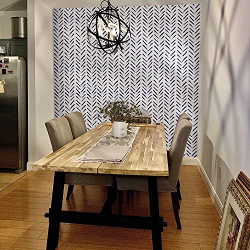 FuLWth Blue/White Stripes Peel and Stick Wallpaper Modern Geometric Contact Paper 17.7in x 78in Removable Stripe Decorative Wall Paper Self Adhesive Wallpaper for Cabinets Home Decoration