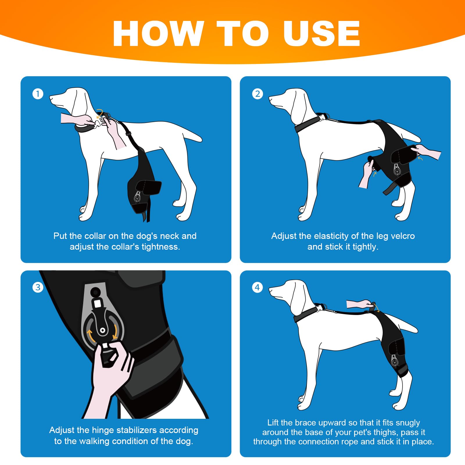 CHAMIN/RISURRY Adjustable Dog Knee Brace with Extra Collar, Support for Torn Acl Hind Leg, Tear Ligament, Osteoarthritis,Rear Leg Limp, Recovery After Surgery,et(Left Leg,L)
