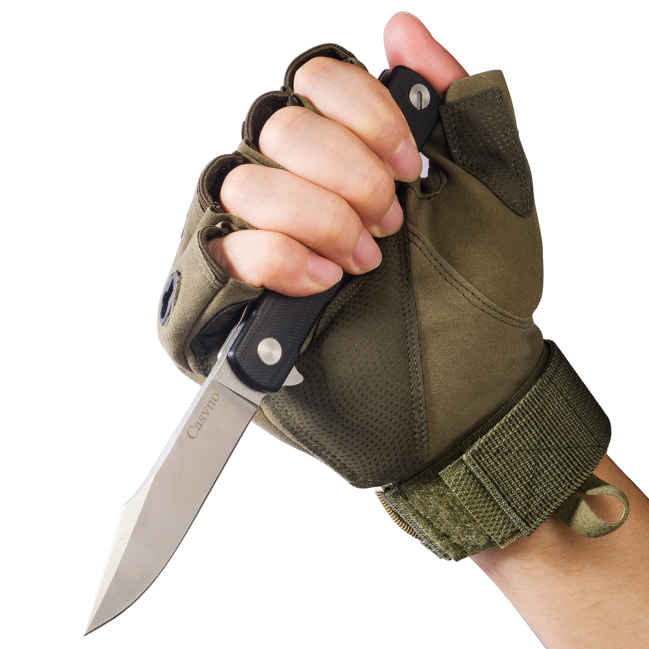 Casvno Pocket Knife Folding knife (F05A):3.3” 9CR18MOV Steel Blade,G10 Handle,SpeedSafe Assisted Open, Flipper, Liner and Tip Lock,3.56 oz