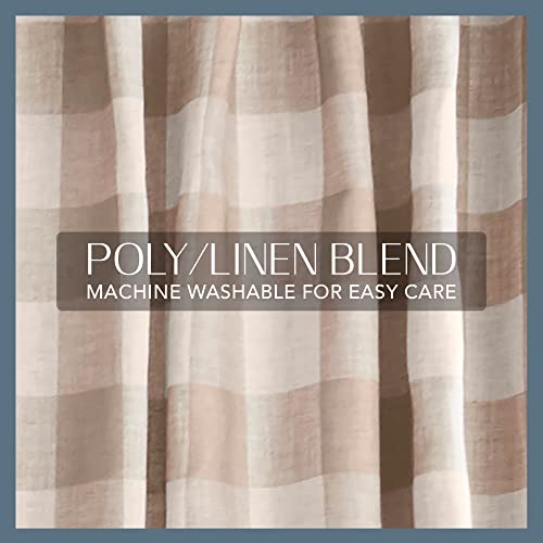 Elrene Home Fashions Farmhouse Living Grainger Buffalo-Check Blackout Window Curtain, Living Room and Bedroom Drape with Rod Pocket Tabs, 52" x 84", Linen, 1 Panel