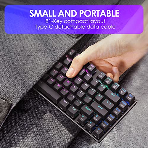 HUO JI E-Yooso Z-88 RGB Mechanical Gaming Keyboard, Metal Panel, Blue Switches - Clicky, Compact 81 Keys for Mac, PC, Black
