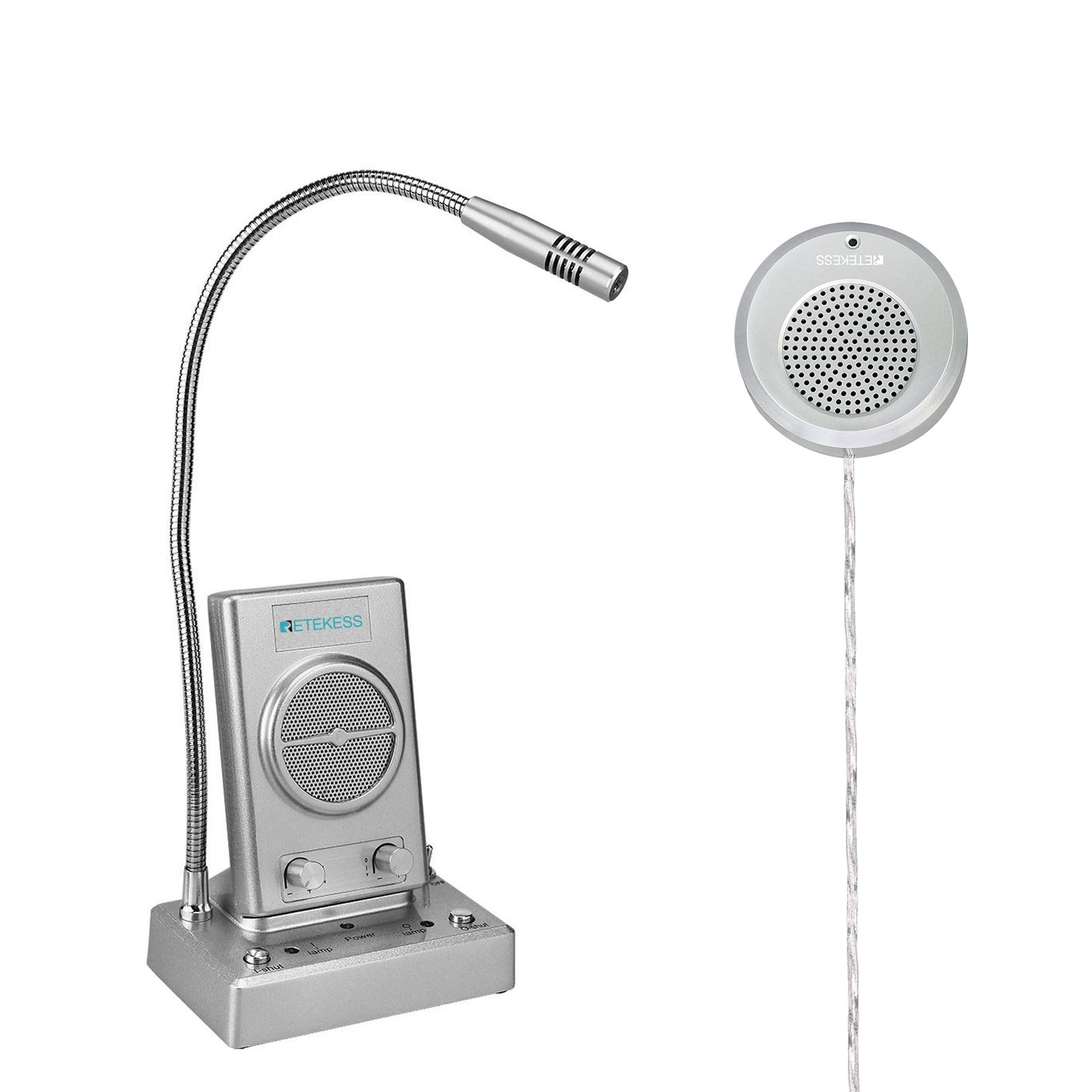 Retekess TW102 Window Intercom,Window Speakers, 8M Cable with Loud Outer Speaker, Connect Wireless Mic,Intercom System for Hotel,School,Medical Center