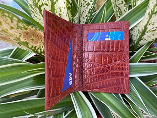 Double side Brown Crocodile Alligator leather skin Credit Cardholder, leather credit cardcase, leather creditcard cover