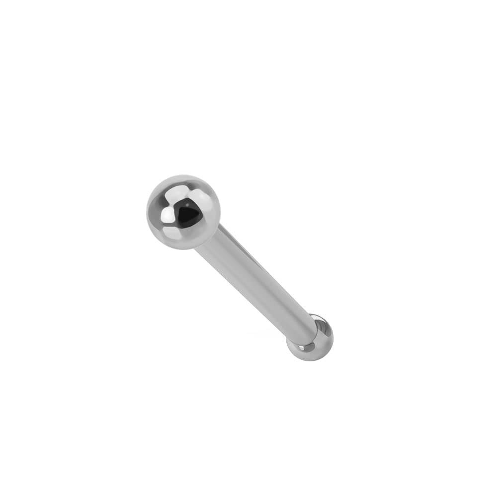 AtoZ Piercing - 14K White Gold 1.5MM Plain Top Ball 22 Gauge Ball End Nose Stud Piercing Jewelry