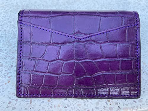 Double side Purple Crocodile Alligator leather skin Credit Cardholder, leather credit cardcase, leather creditcard cover