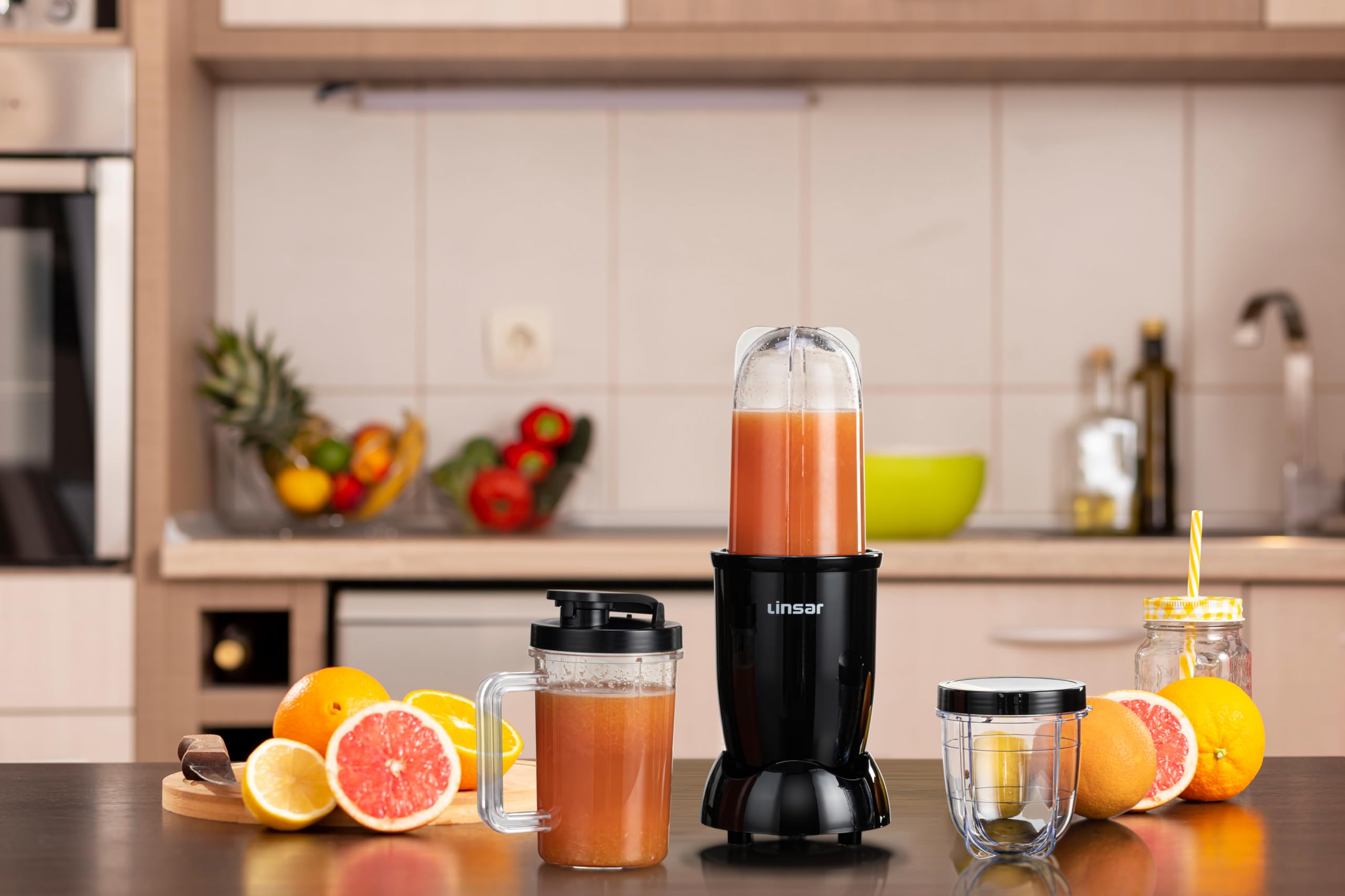 Linsar High Speed Blender (Matte Black) with additional Blender Cups, Amazing Shape Bullet Blenders For Making Smoothies, Mini Blender, Smoothie Maker for Gym, Work or Home